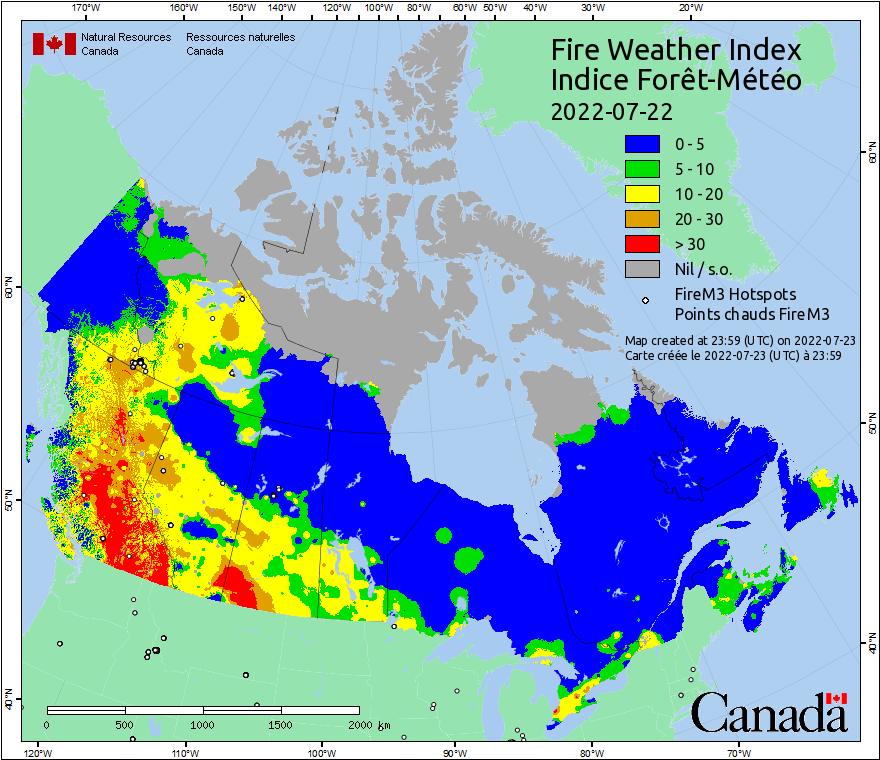 Canadian Wildland Fire Information System | Fire M3 Hotspots