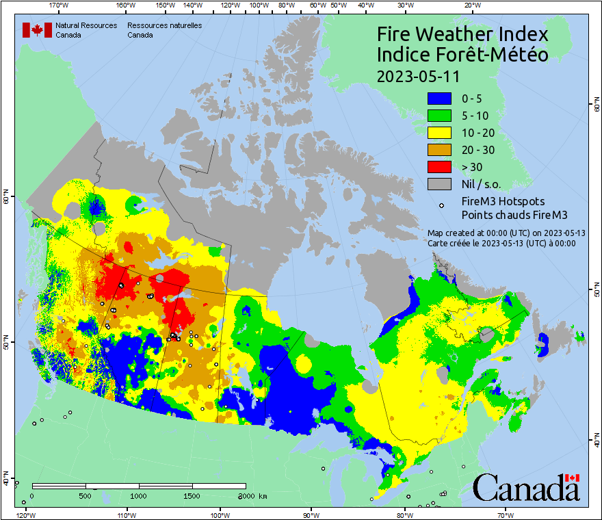 Canadian Wildland Fire Information System | Fire M3 Hotspots