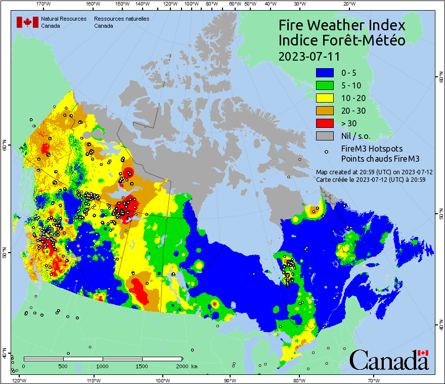 Canadian Wildland Fire Information System | Fire M3 Hotspots