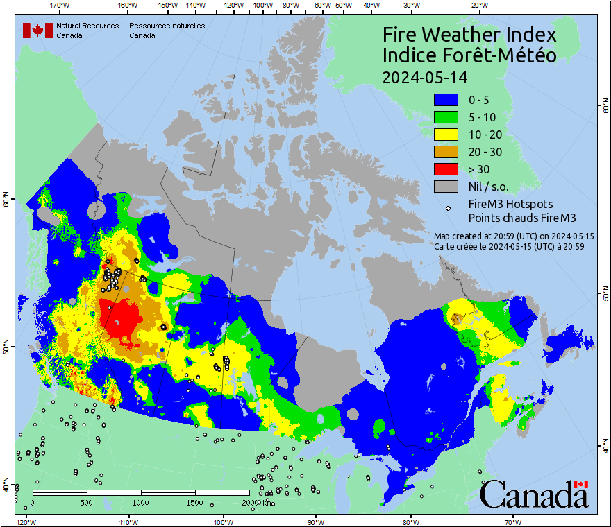 Canadian Wildland Fire Information System | Fire M3 Hotspots