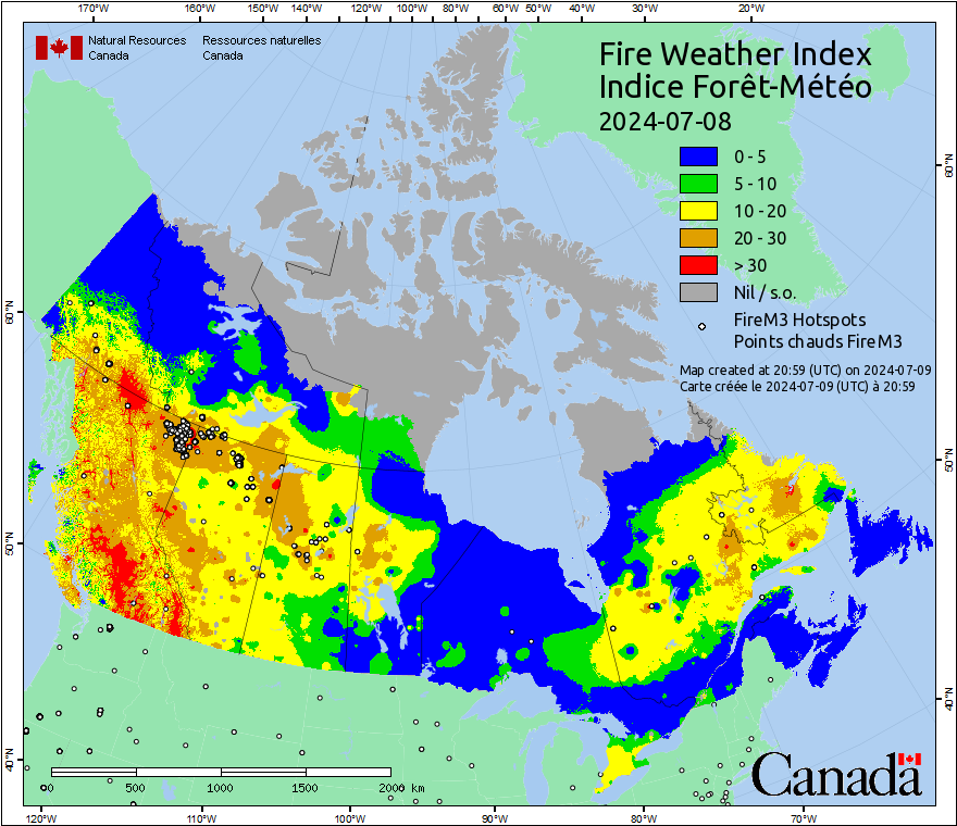 Canadian Wildland Fire Information System | Fire M3 Hotspots