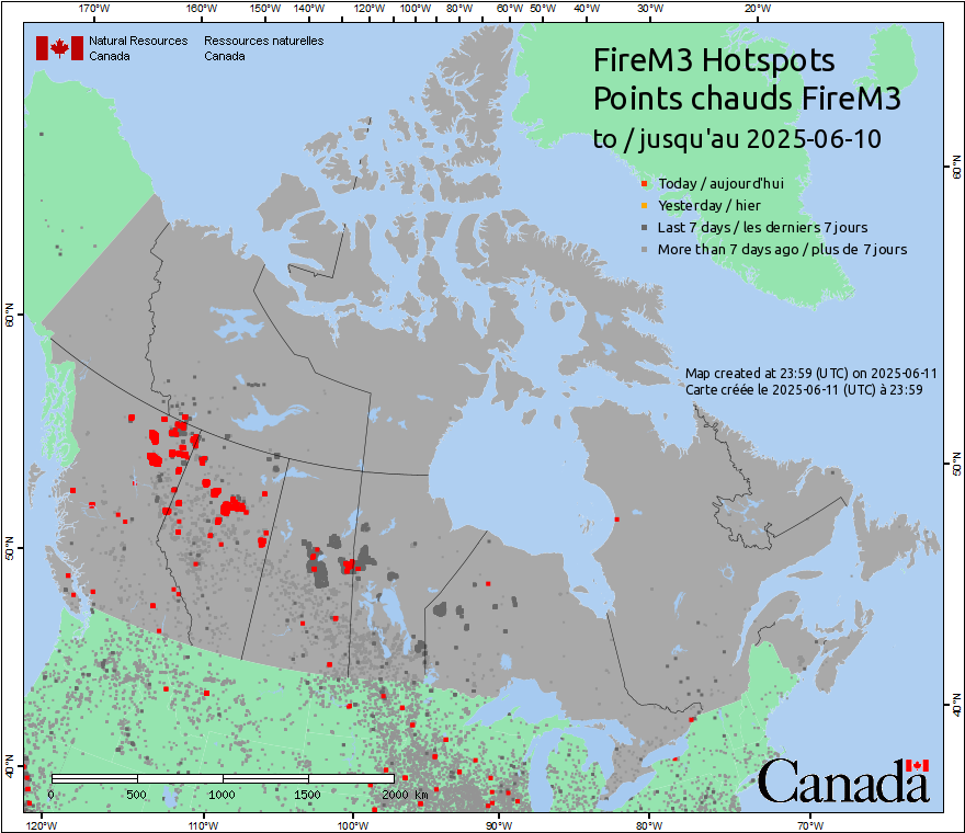 Canadian Wildland Fire Information System | Fire M3 Hotspots