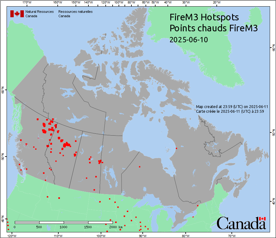 Canadian Wildland Fire Information System | Fire M3 Hotspots