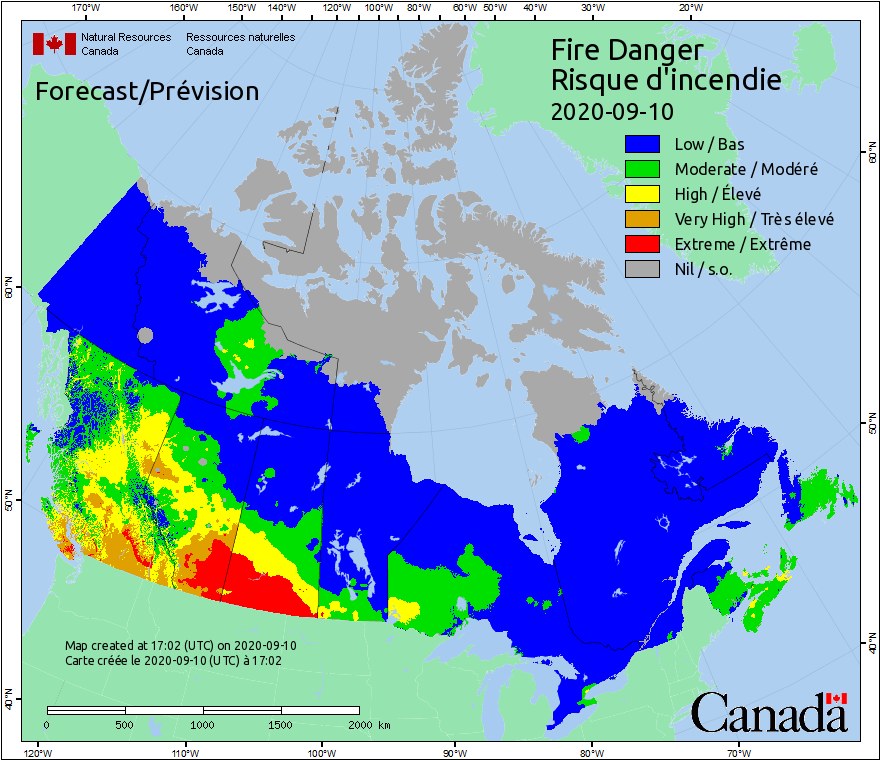 Current Canada Fire Danger Map