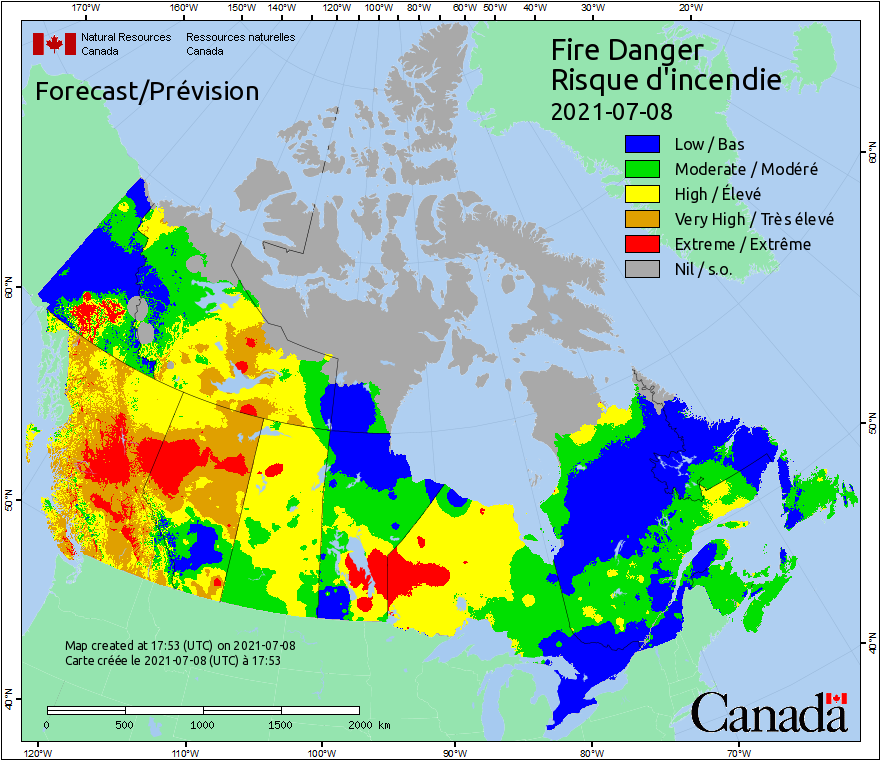 Current Canada Fire Danger Map